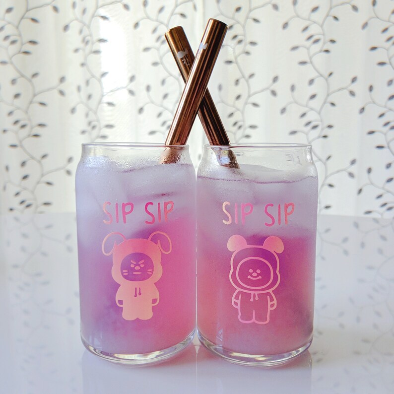 SIPSIP CUP BTS Kpop Glass Cup Korean Cafe Cup Beer Can - Etsy
