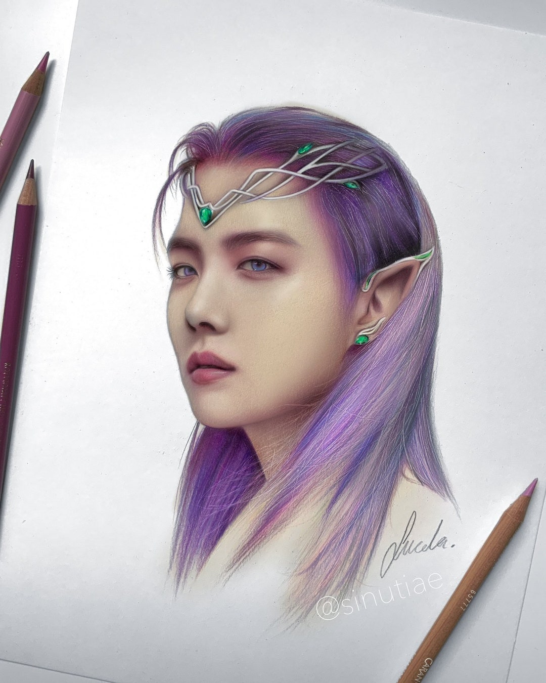 BTS J-hope ‘elf Prince’ Themed Colored Pencil Drawing : PRINT From ...