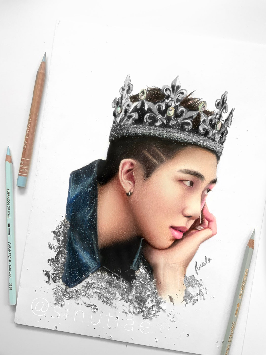 BTS RM 'king' Themed Colored Pencil Drawing : PRINT From Original ...