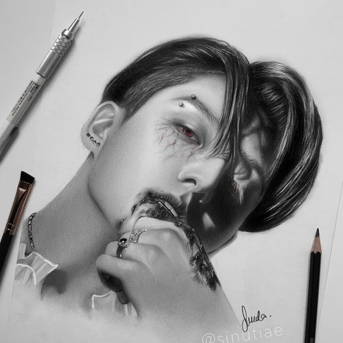BTS SUGA Pencil Drawing : PRINT From Original Fanart - Etsy