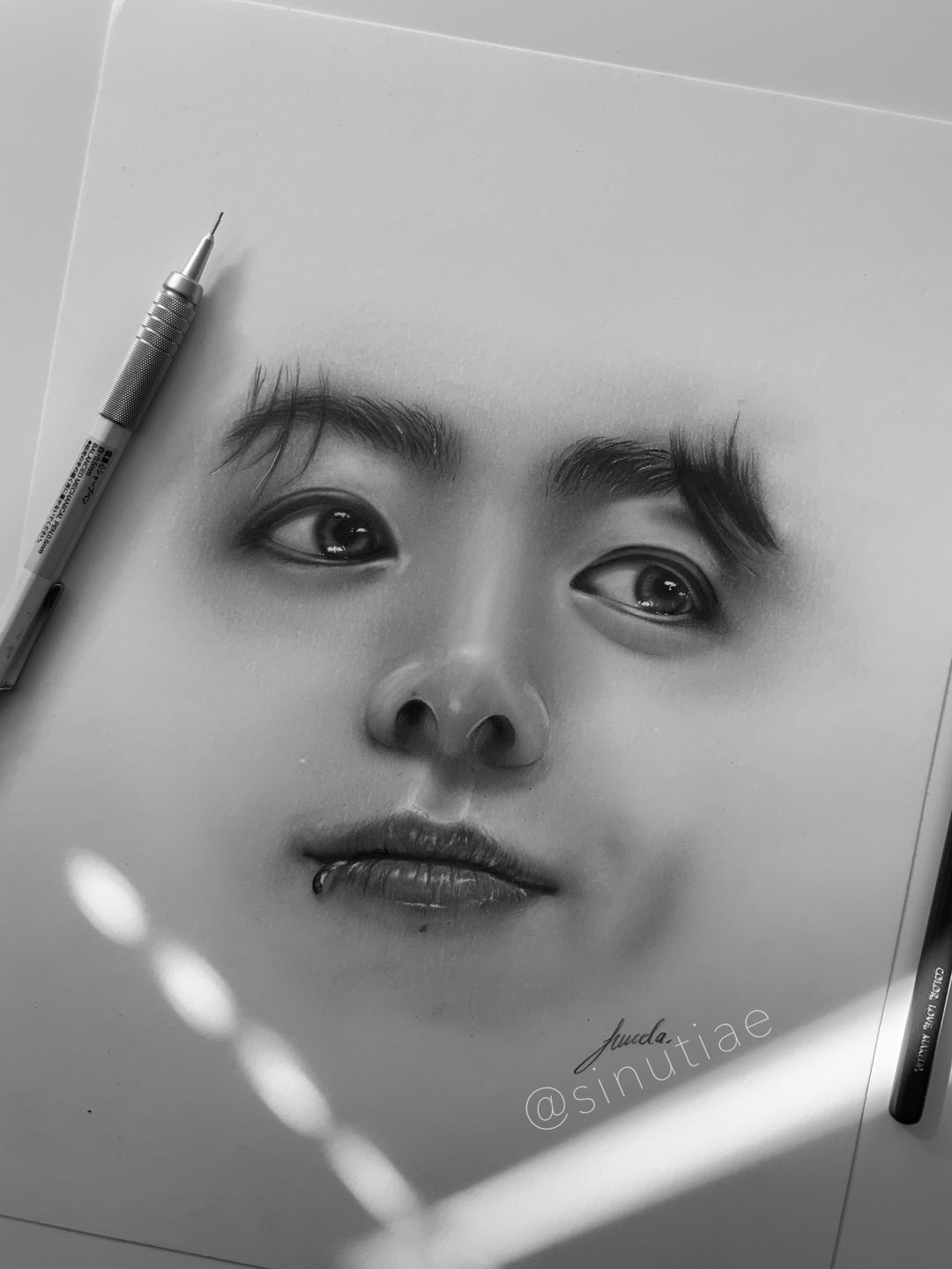 Bts Jungkook Pencil Drawing Print From Original Fanart Etsy