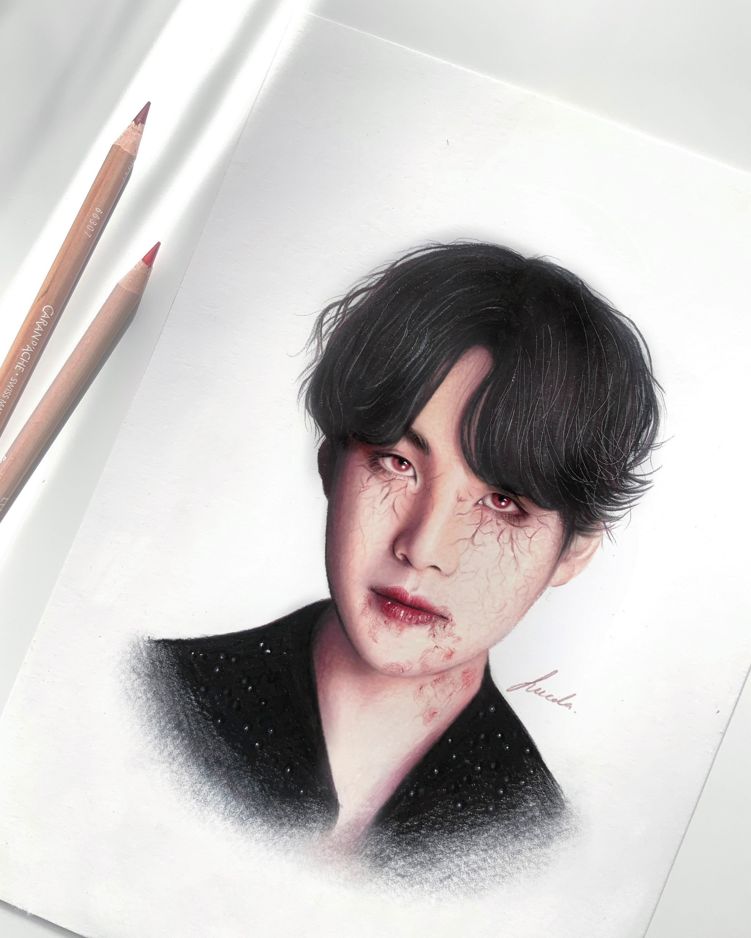 Bts Jungkook Bam Pencil Drawing Print From Original Fanart