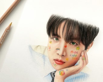 BTS J-hope Colored Pencil Drawing : PRINT From Original Fanart | Etsy