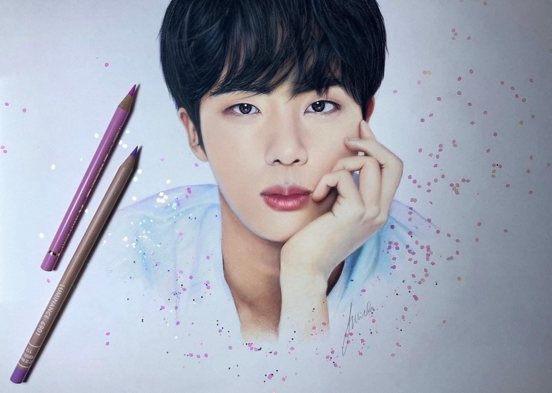 BTS Jin Colored Pencil Drawing : PRINT From Original Fanart - Etsy