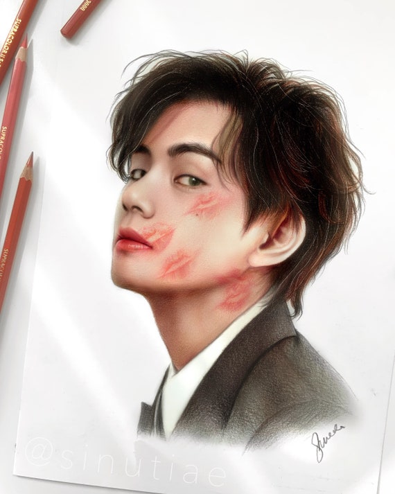 Rysunek z motywem poca unkow BTS V WYDRUK z oryginalnego fanartu