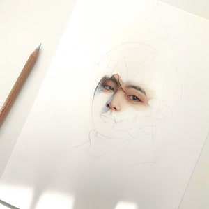 BTS V Butterfly Themed Colored Pencil Drawing : PRINT From Original ...