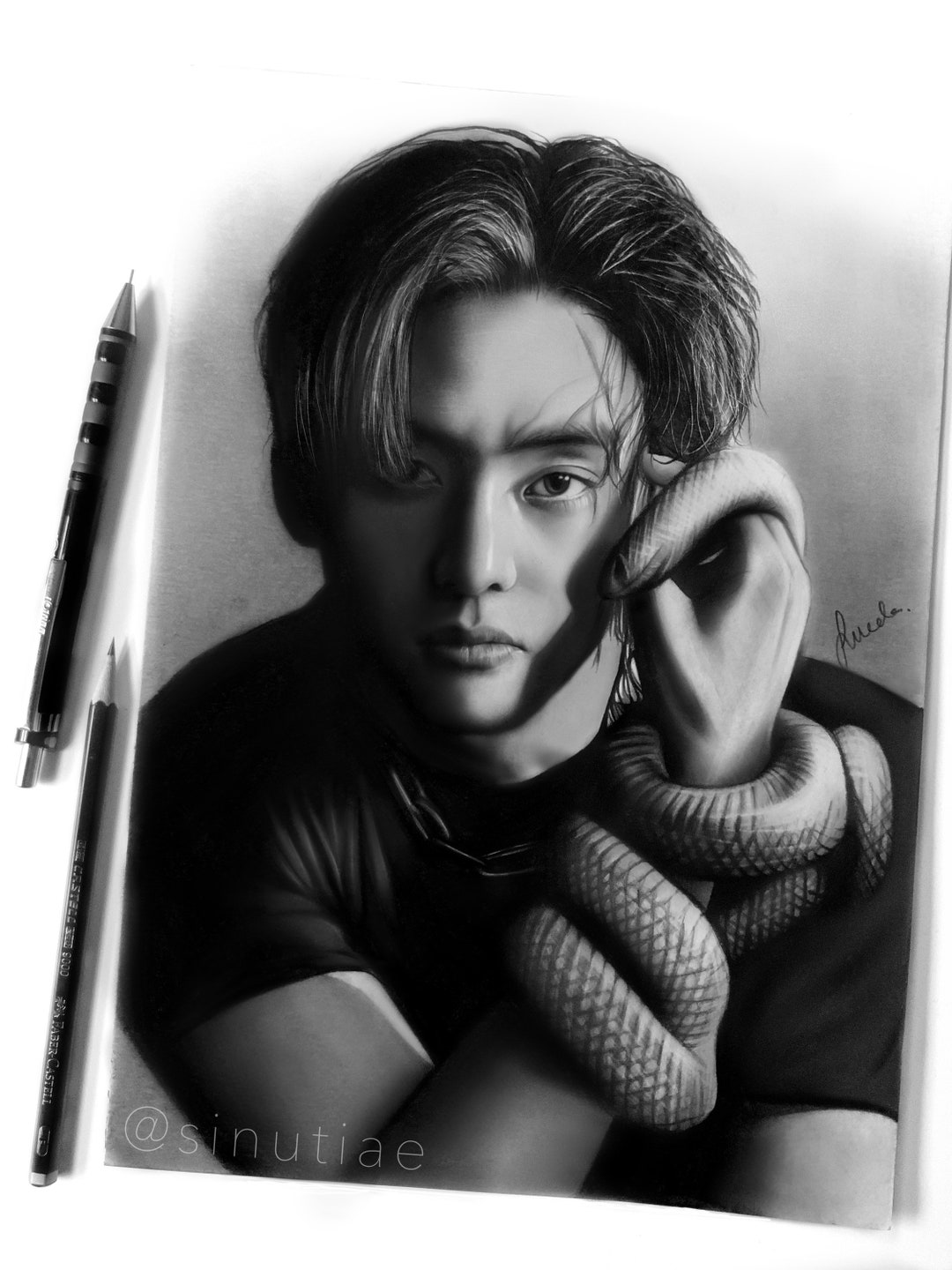 BTS V Pencil Drawing : PRINT From Original Fanart - Etsy