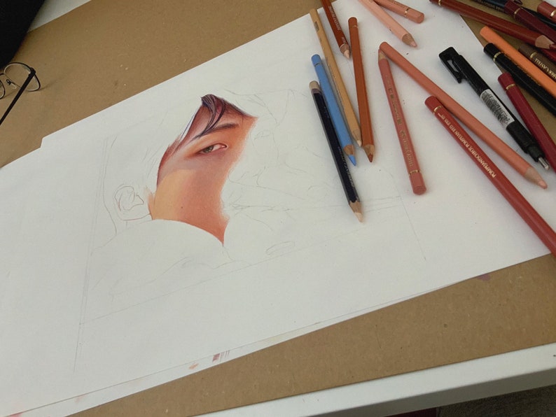 BTS RM Colored Pencil Drawing : PRINT From Original Fanart - Etsy