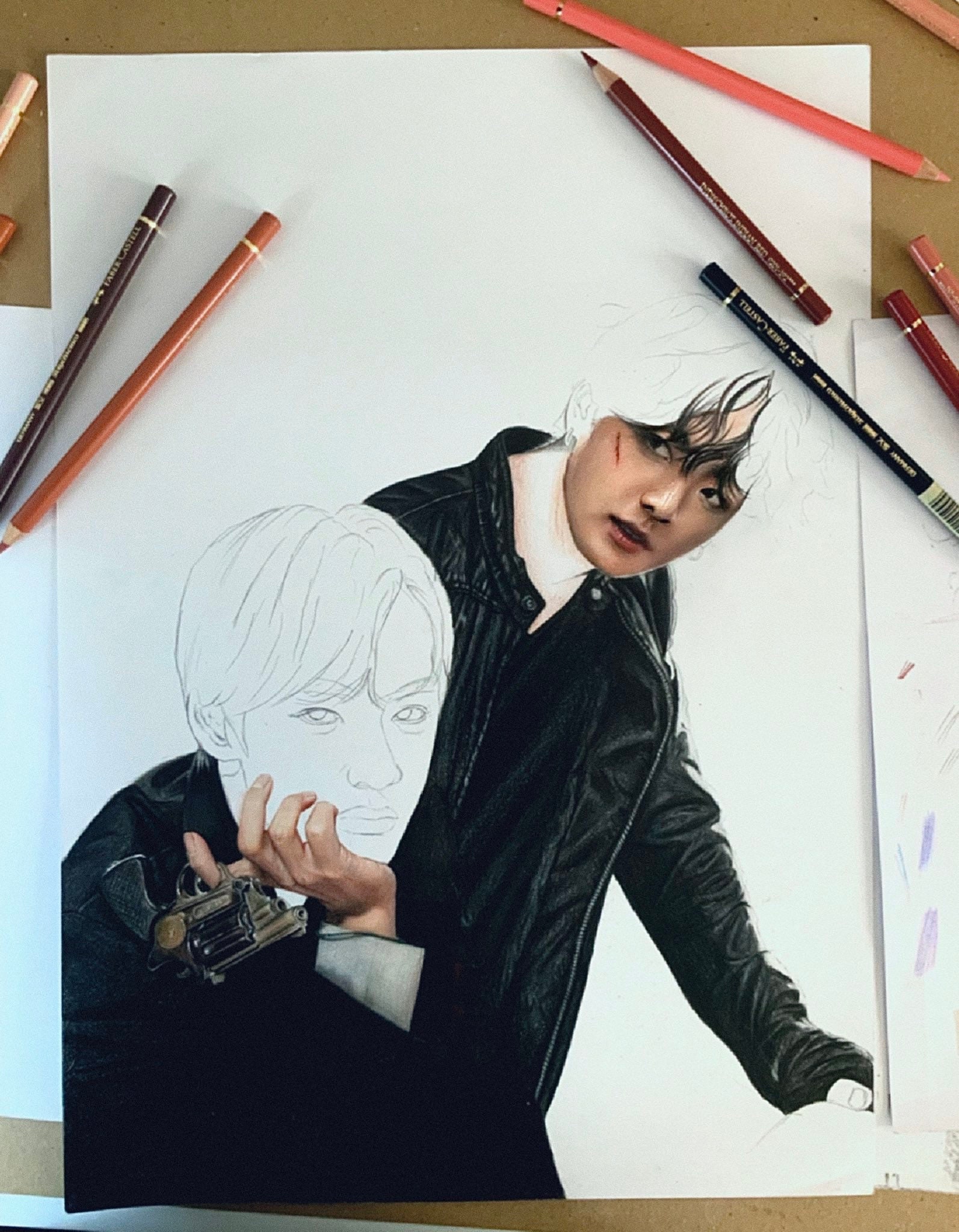 BTS Jungkook & Taehyung Colored Pencil Drawing : PRINT From - Etsy UK