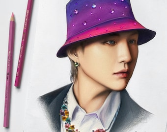 BTS SUGA Pencil Drawing : PRINT From Original Fanart - Etsy