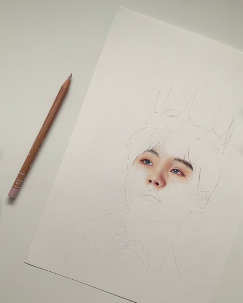 BTS Suga Colored Pencil Drawing : PRINT From Original Fanart - Etsy