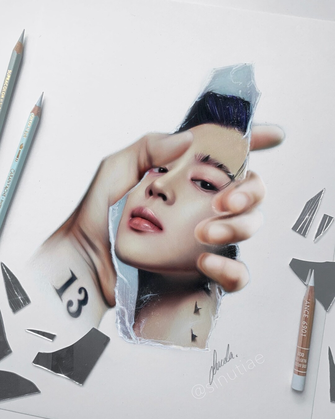 BTS Jimin ‘FACE’ Themed Colored Pencil Drawing : PRINT From Original ...