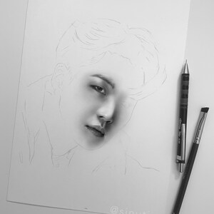 BTS SUGA Pencil Drawing : PRINT From Original Fanart - Etsy