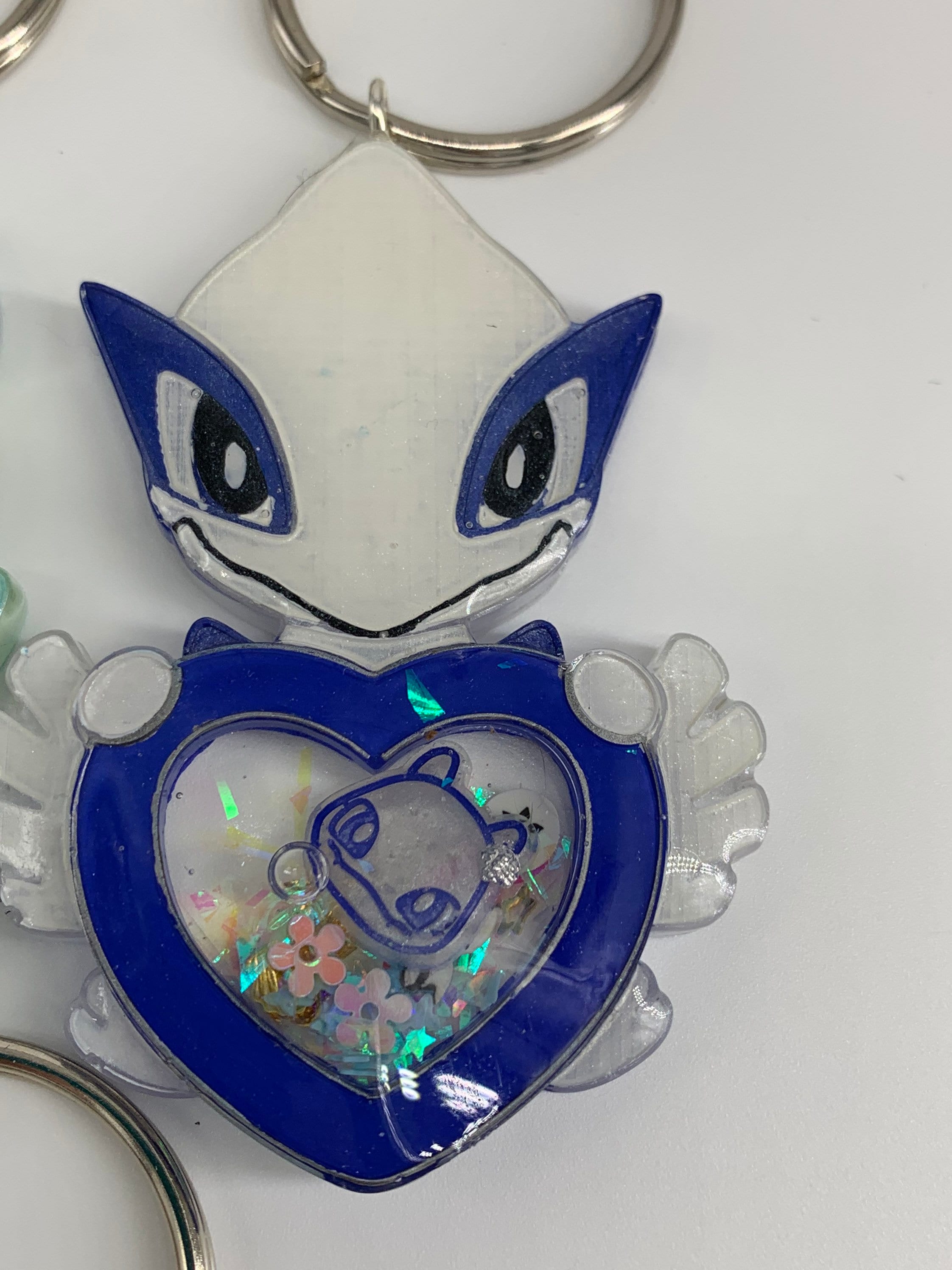 Anime Poke Heart Shaker Keychain Badge Reel pichu Gengar - Etsy