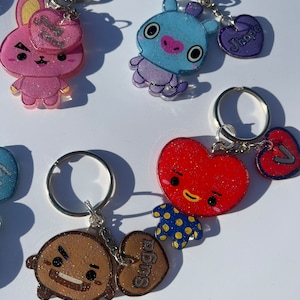 Bt21 Keychains, Bts, RJ, Cookie, Chimmy, Tata, Koya, Shooky, Mang, Van ...