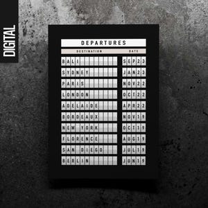 Airport Departures Board Custom Digital Travel Print Personalise With ...