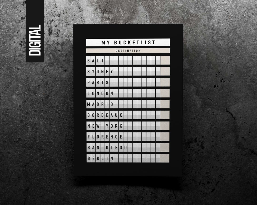 My Personalised Bucket List Print | Digital Travel Print | Custom ...