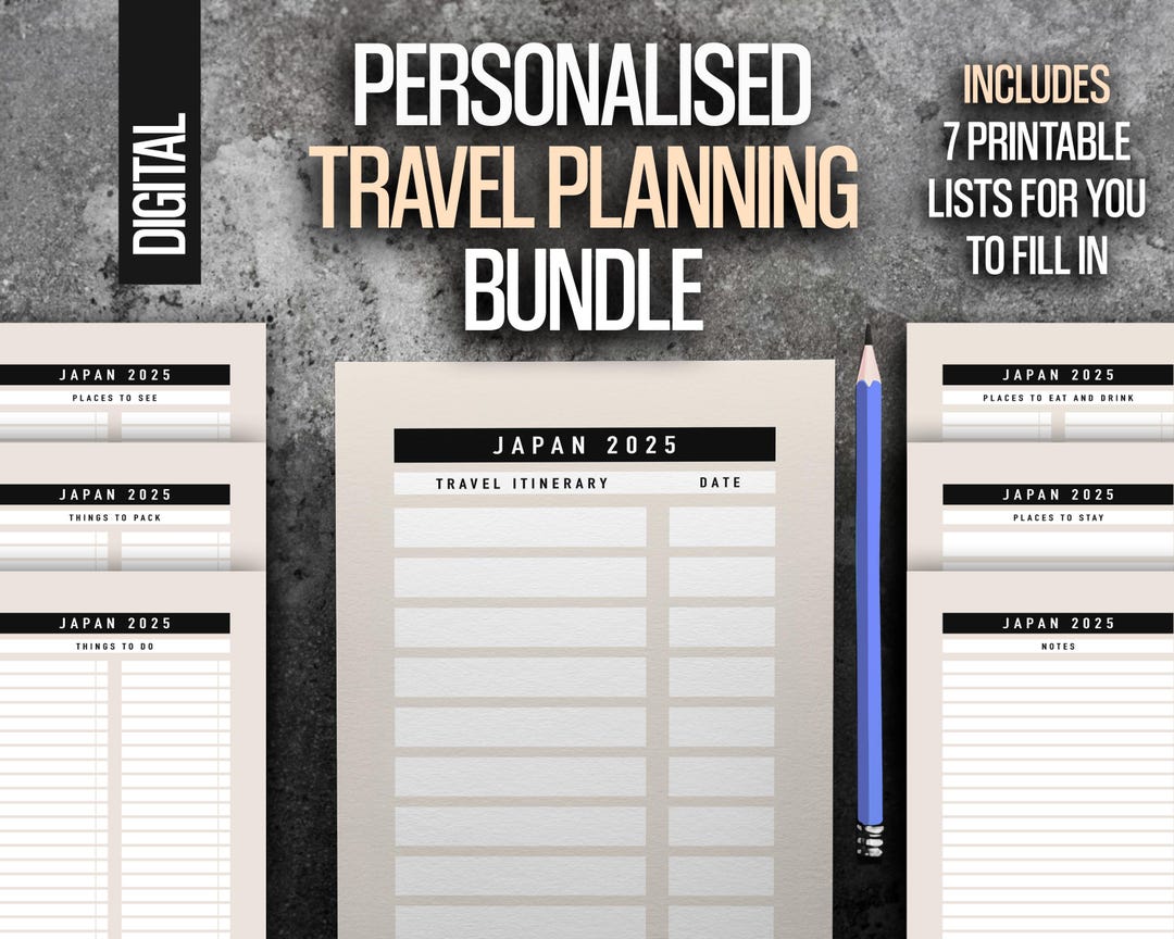 Personalised Travel Planning Bundle | Printable Custom Travel Itinerary ...