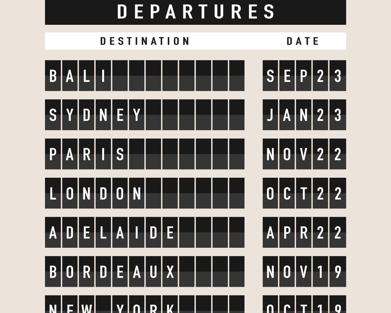 Airport Departures Board Custom Digital Travel Print Personalise With ...