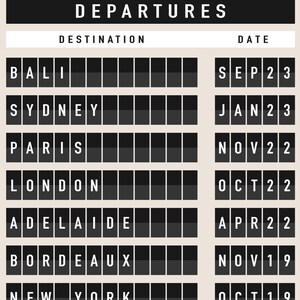 Airport Departures Board Custom Digital Travel Print Personalise With ...
