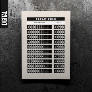 Airport Departures Board Custom Digital Travel Print Personalise With ...