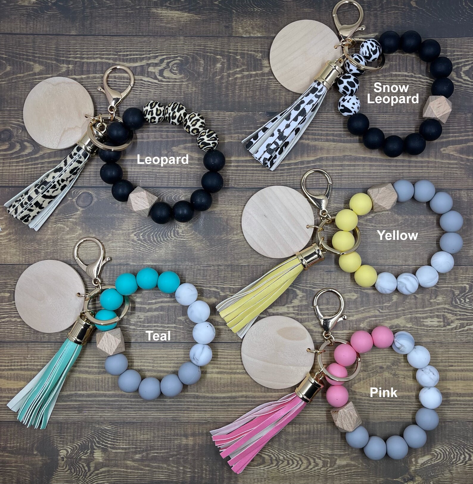 5 Pack - Silicone Bead Key Ring Bracelet - Etsy