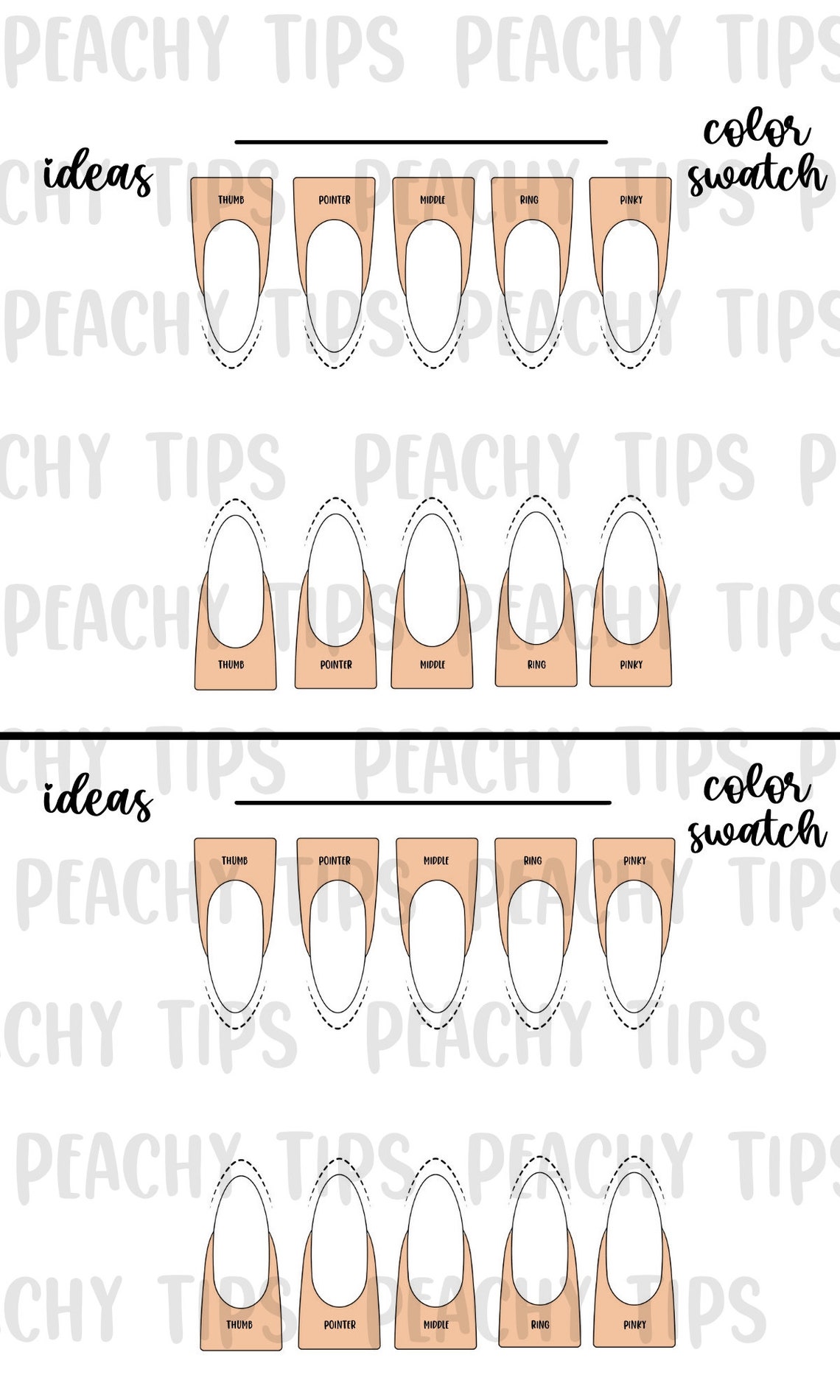 S2 Skin Tone Nail Design Template/printable | Printable/downloadable ...
