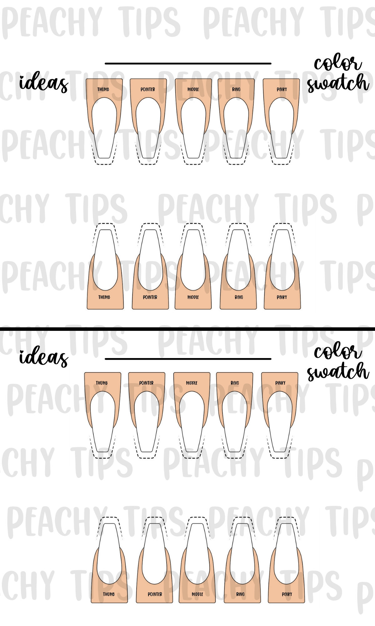S2 Skin Tone Nail Design Template/printable | Printable/downloadable ...