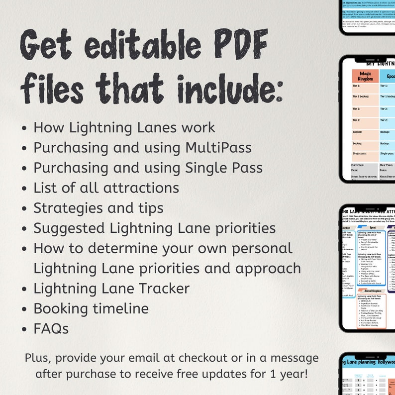 WDW Lightning Lanes Planner New Multi Pass Printables Updated August ...