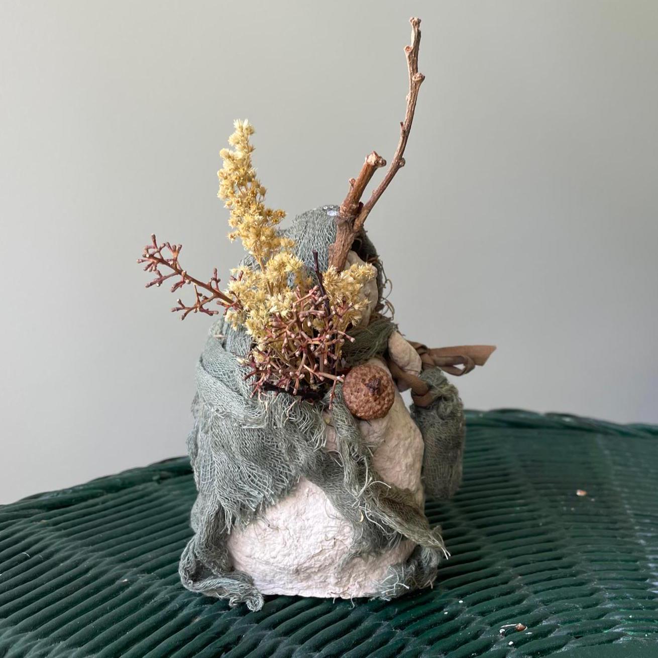 Vintage Paper-mache Snowman Holding Branches, an Acorn, and Purse by ...