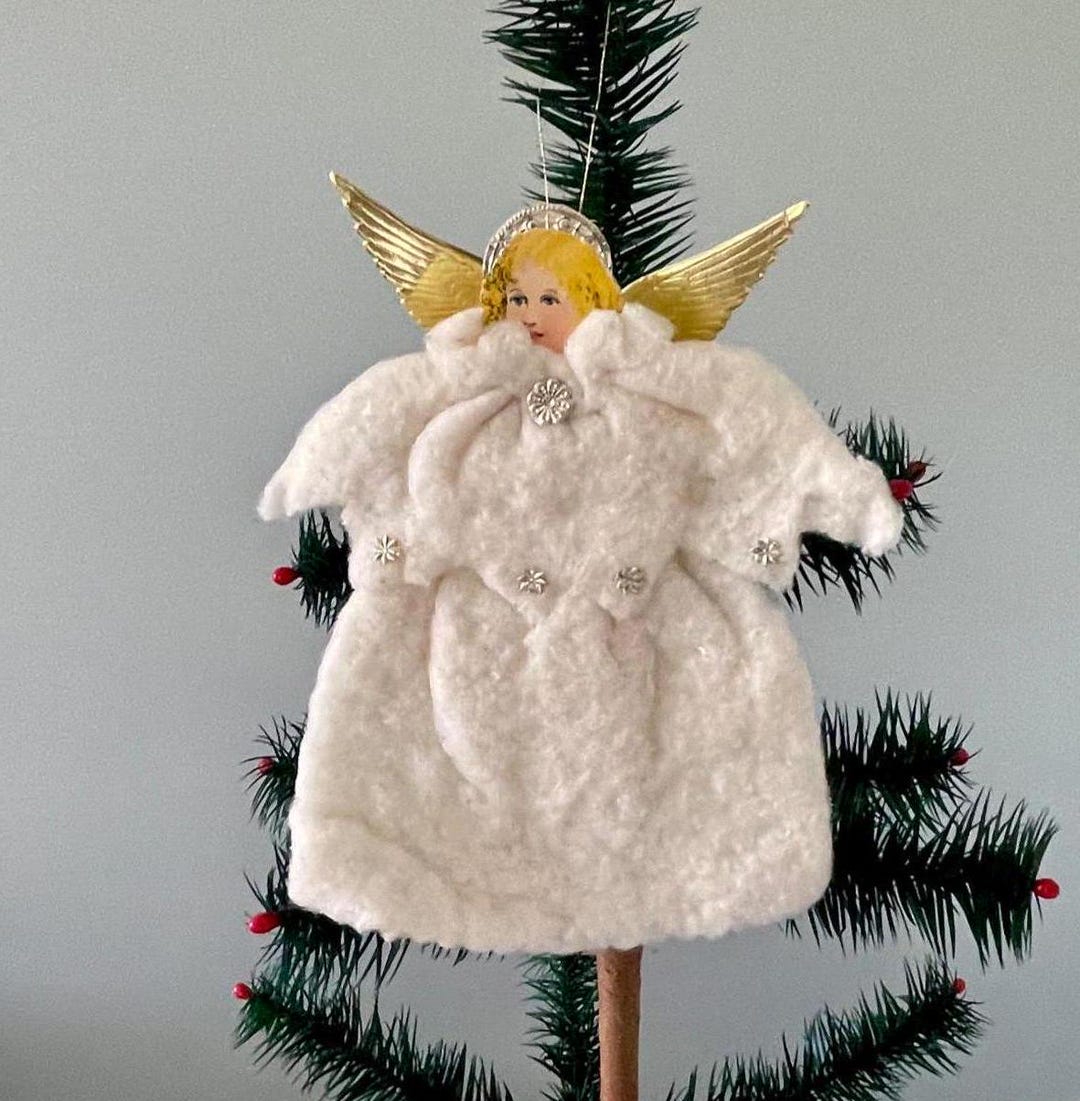 Vintage Cotton Batting Angel Ornament - Etsy