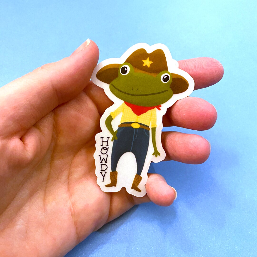 Cowboy Frog Sticker, Howdy Sticker, Frog Gift, Funny Frog Sticker, Cute ...
