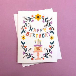 40th Birthday Card, 40 Birthday Card, Happy 40th Birthday Card for ...