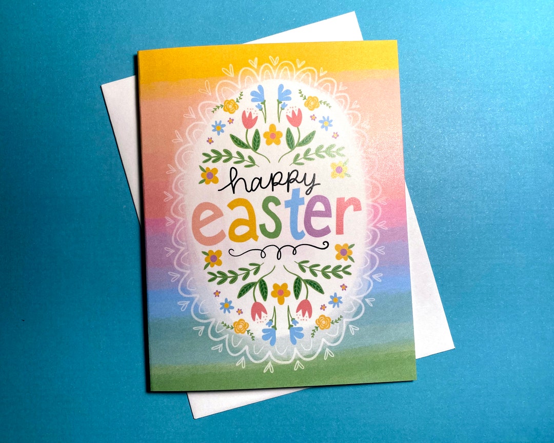 Pastel Easter Greeting Card, Floral Spring Cards - Etsy