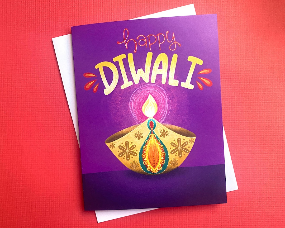 Happy Diwali Card, Diwali Gift, Diwali Diya Greeting Card, Indian Cards ...