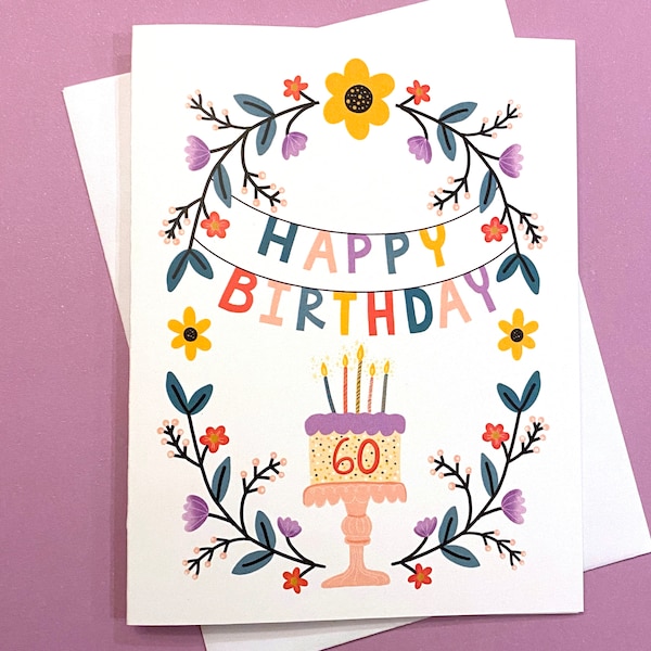 Sister Happy 60th Birthday Card - Etsy