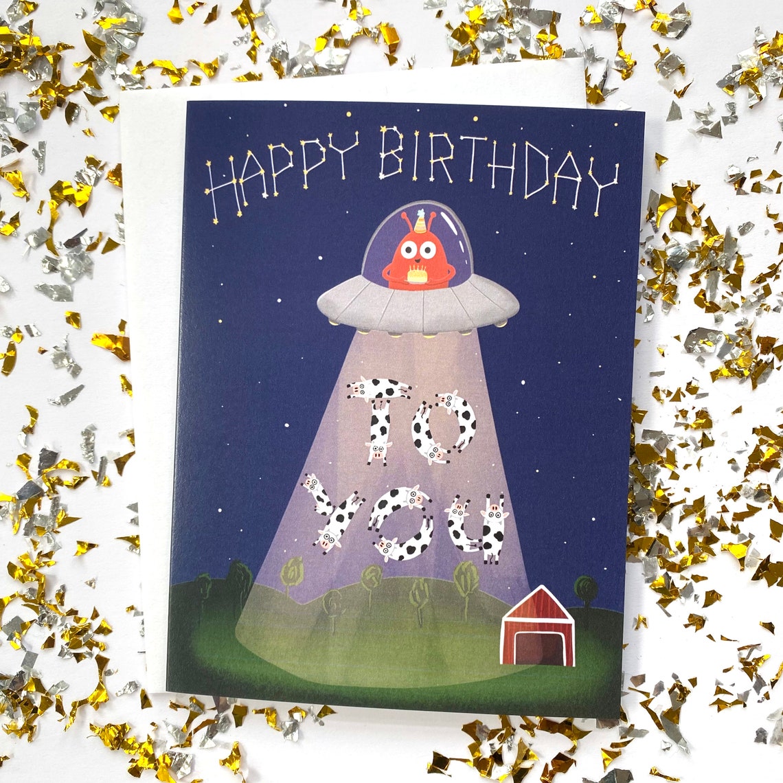 Alien Birthday Card Weird Birthday Card Celestial Birthday - Etsy
