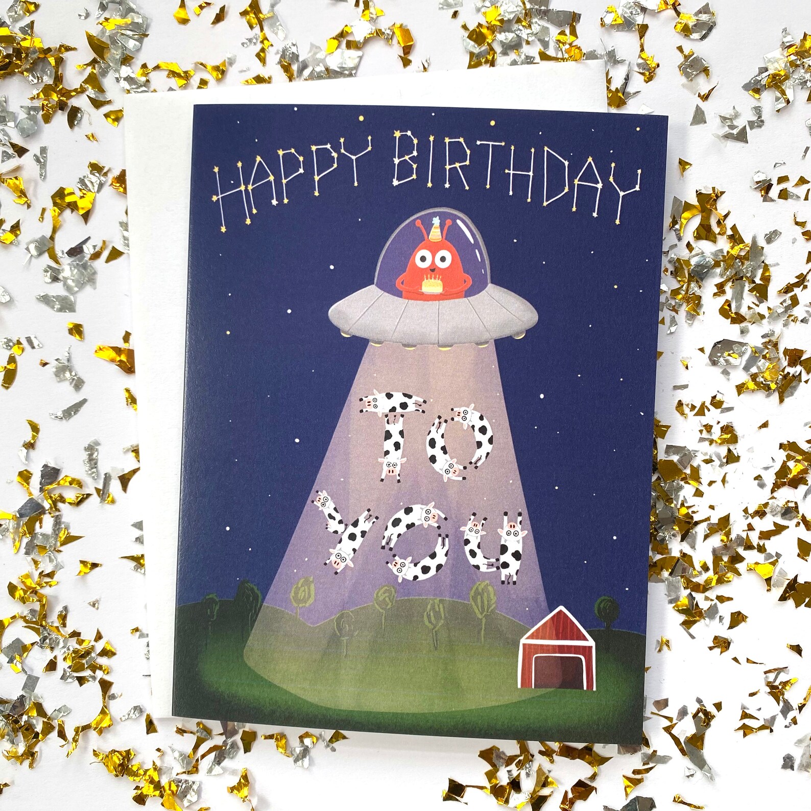 Alien Birthday Card Weird Birthday Card Celestial Birthday - Etsy