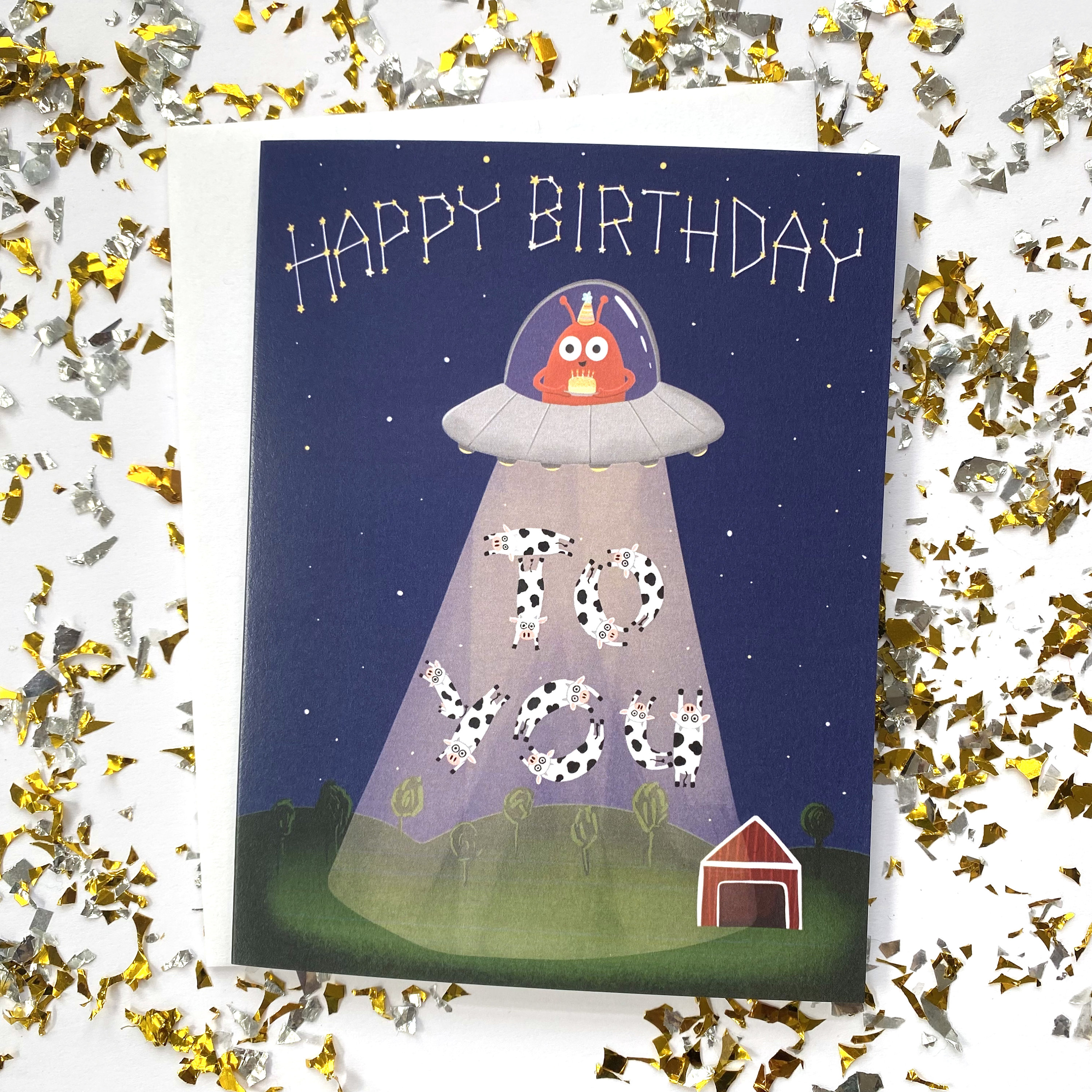 Alien Birthday Card Weird Birthday Card Celestial Birthday - Etsy
