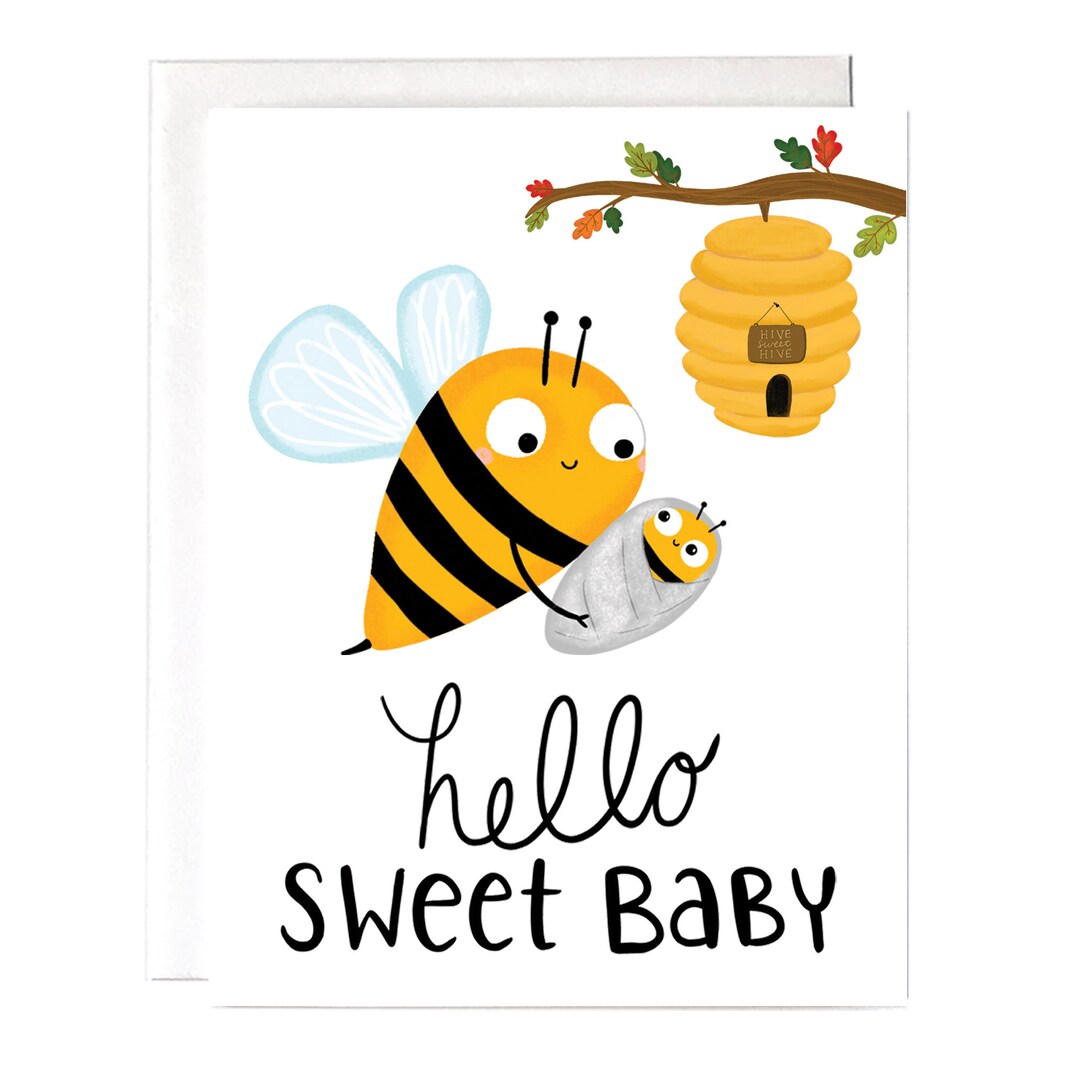 Baby Bee Card Bee Baby Gift Congrats New Baby New Baby - Etsy