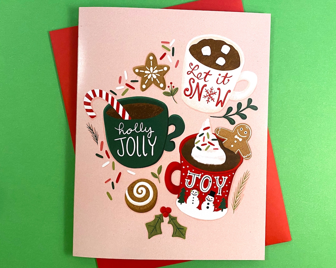 Hot Cocoa Christmas Card, Holiday Cards With Envelopes, Christmas ...