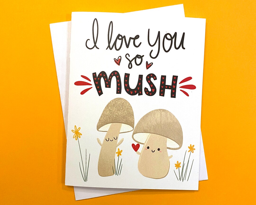 Mushroom Valentines Day Card, Cute Valentine Card, I Love You Card ...