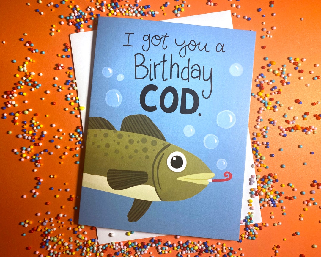Funny Fishing Birthday Card: Pun Greeting Card - Etsy