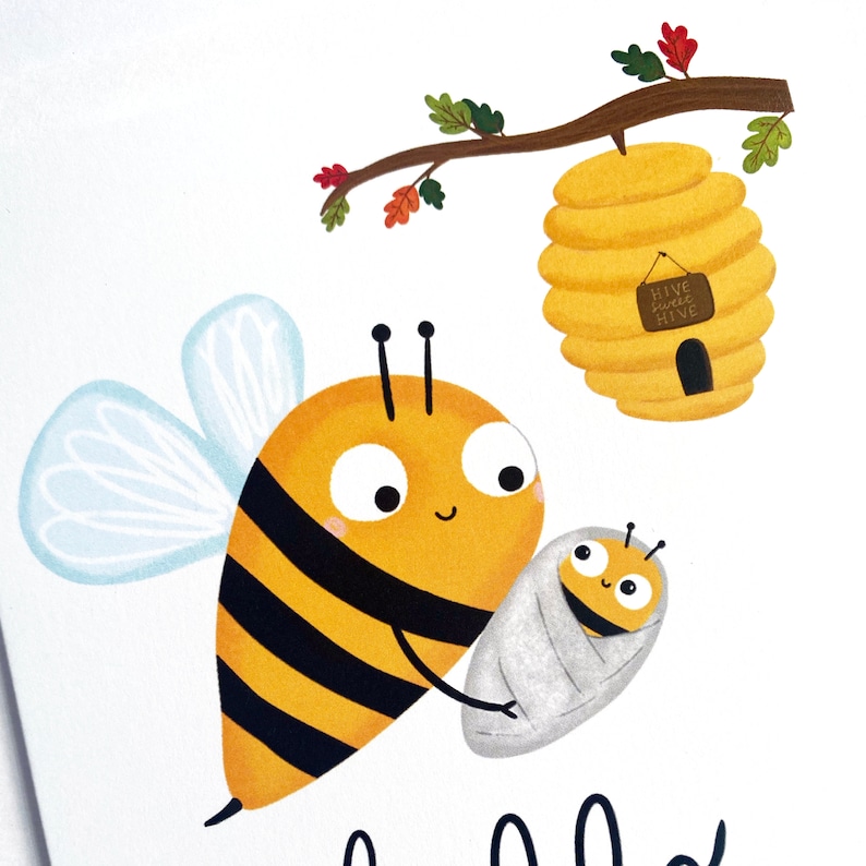 Baby Bee Card Bee Baby Gift Congrats New Baby New Baby - Etsy