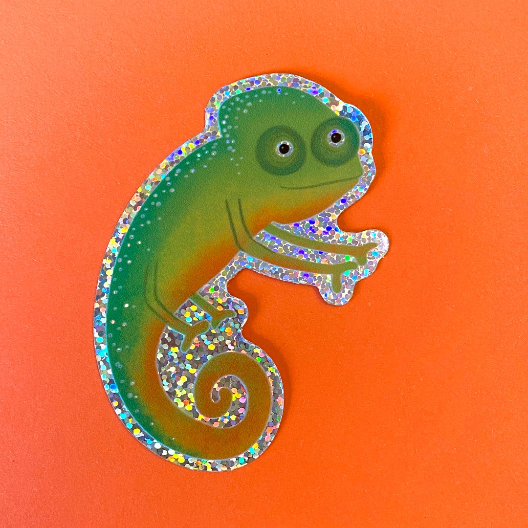 Chameleon Sticker Glitter, Chameleon Art, Glitter Vinyl Stickers ...