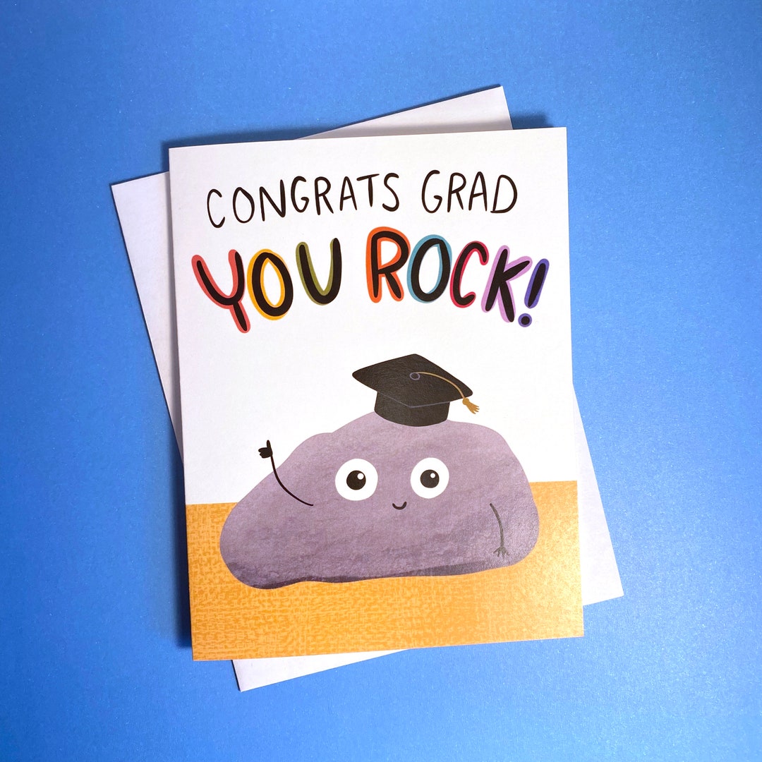 Funny Graduation Card: Congrats Grad, You Rock! - Etsy