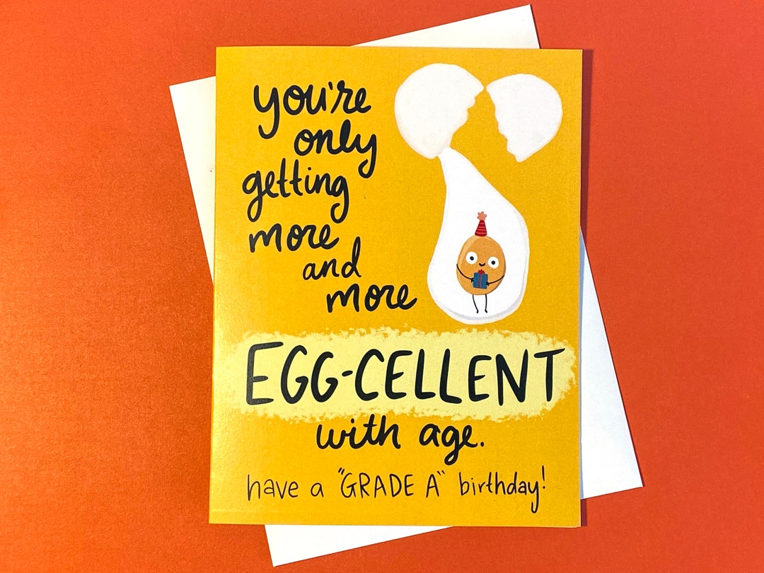 Egg-cellent Birthday Card: Funny Food Pun Card - Etsy