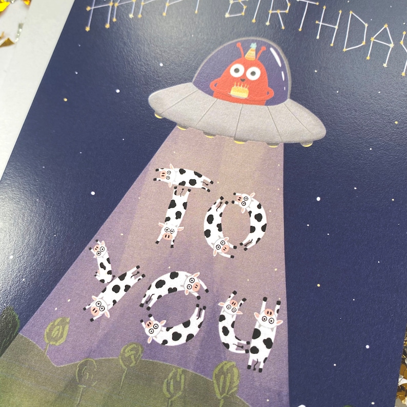Alien Birthday Card Weird Birthday Card Celestial Birthday - Etsy