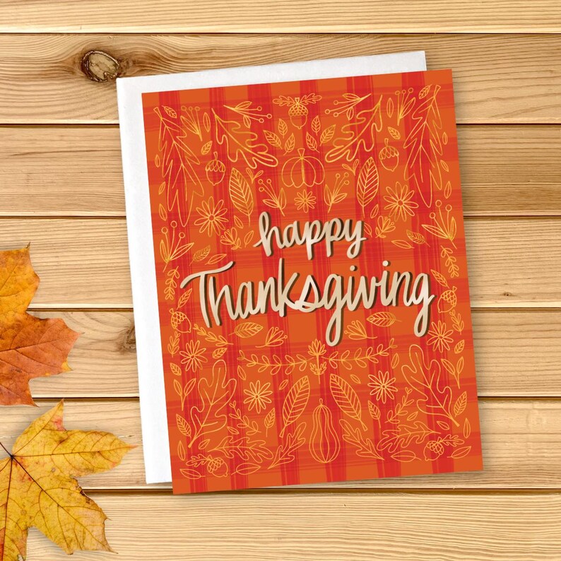 Thanksgiving Cards Set of 6, Fall Lllustrated Note Cards With Cozy ...