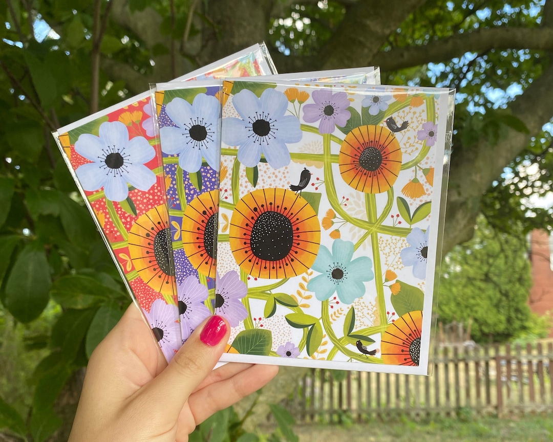 Cute Notecards, Blank Note Cards Set of Cards With Flowers, Botanical ...